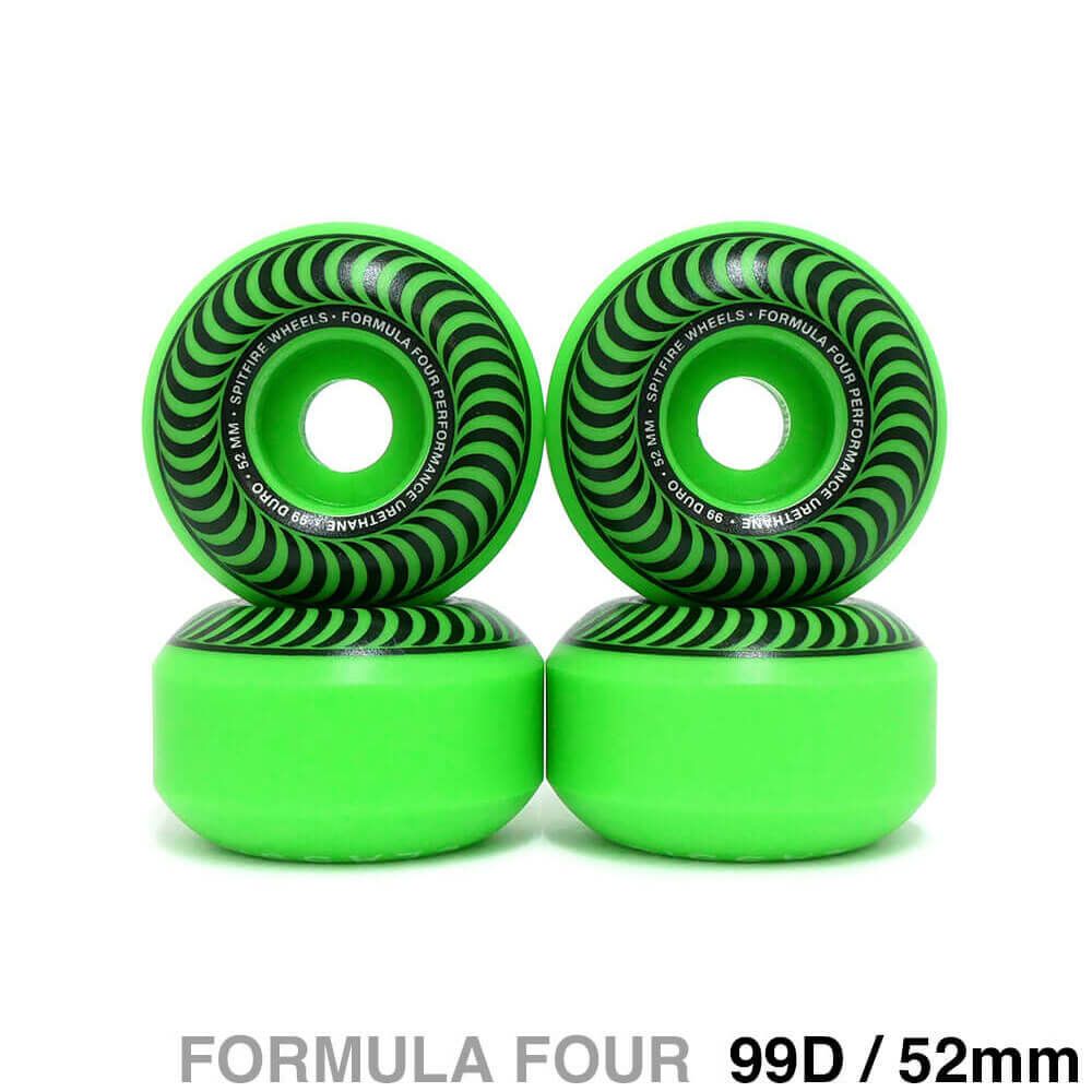 SPITFIRE WHEEL スピットファイヤー ウィール FORMULA FOUR (F4) CLASSIC 99D NEON GREEN 緑 52mm スケートボード スケボー ...